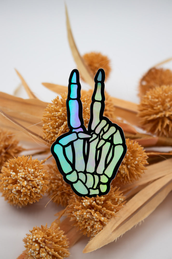 Skeleton Peace Sign Sticker – Riley Funk Designs