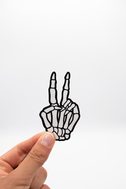 Skeleton Peace Sign Sticker – Riley Funk Designs